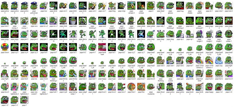 Pepe Twitch Emote Mega Pack With 117 Designs in 363 Versions Plus Gift ...