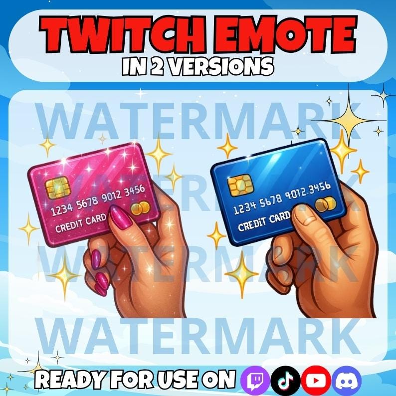Credit Card Twitch Emote - Funny Emote for Twitch Discord Youtube Kick ...