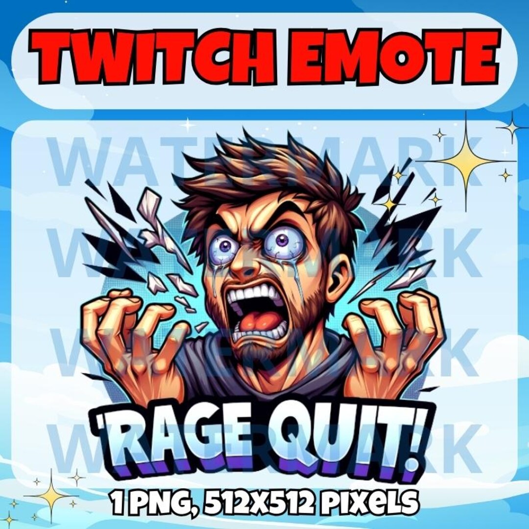 Rage Quit Twitch Emote - Funny Emote for Twitch Discord Youtube Kick ...