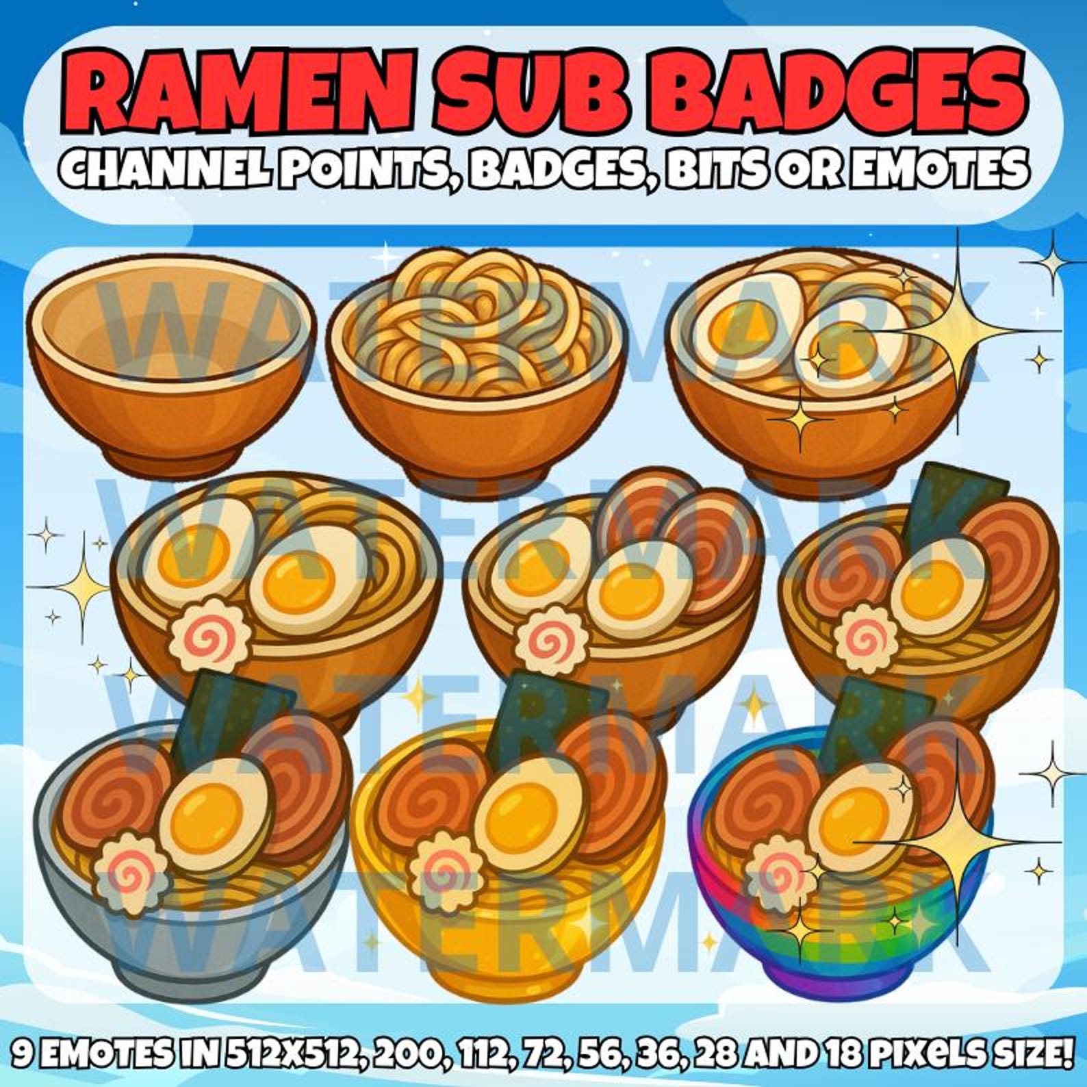 Ramen Twitch Emote, Channel Points, Sub Badge or Bit Graphics - Ramen ...