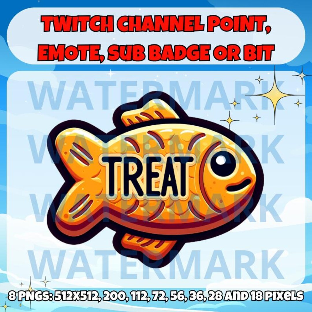 Fish Shaped Pet Treat Twitch Emote, Channel Points, Sub Badge or Bit ...