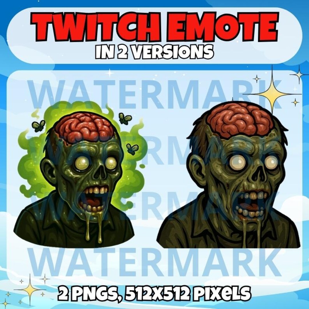 Zombie Twitch Emote - Cute Emote for Twitch Discord Youtube Kick Tiktok ...