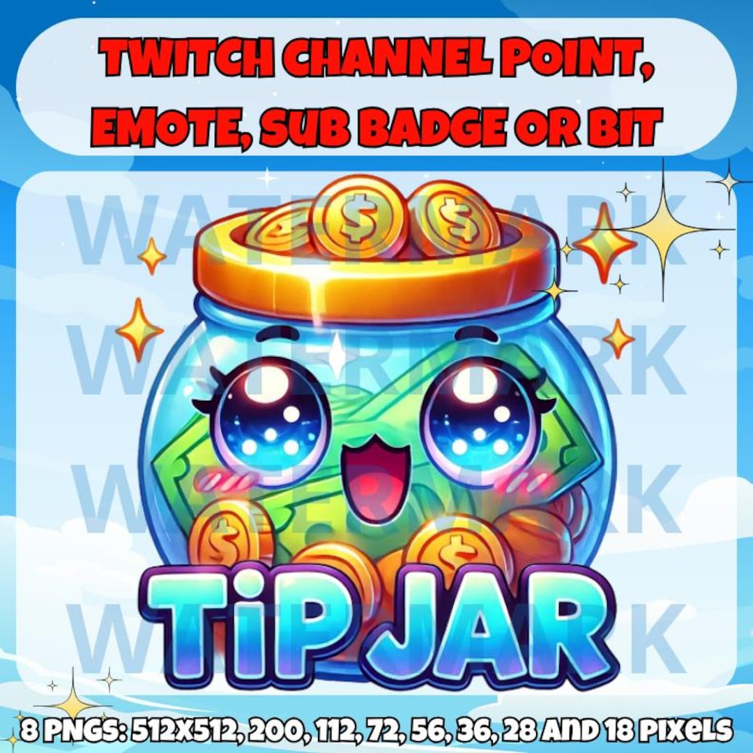 Tip Jar Twitch Emote, Channel Points, Sub Badge or Bit Graphics - Funny ...