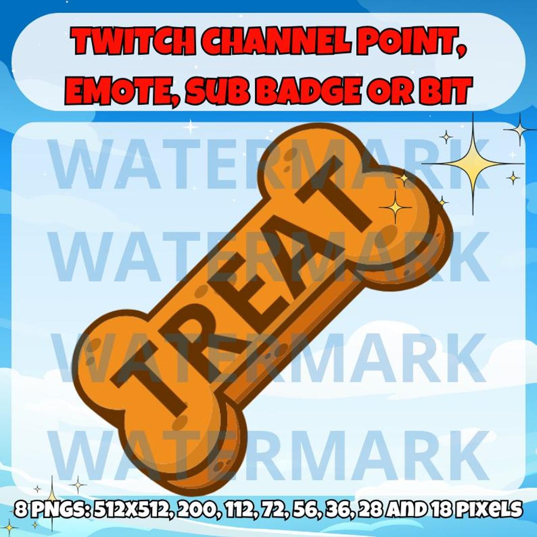 Bone Shaped Pet Treat Twitch Emote, Channel Points, Sub Badge or Bit ...