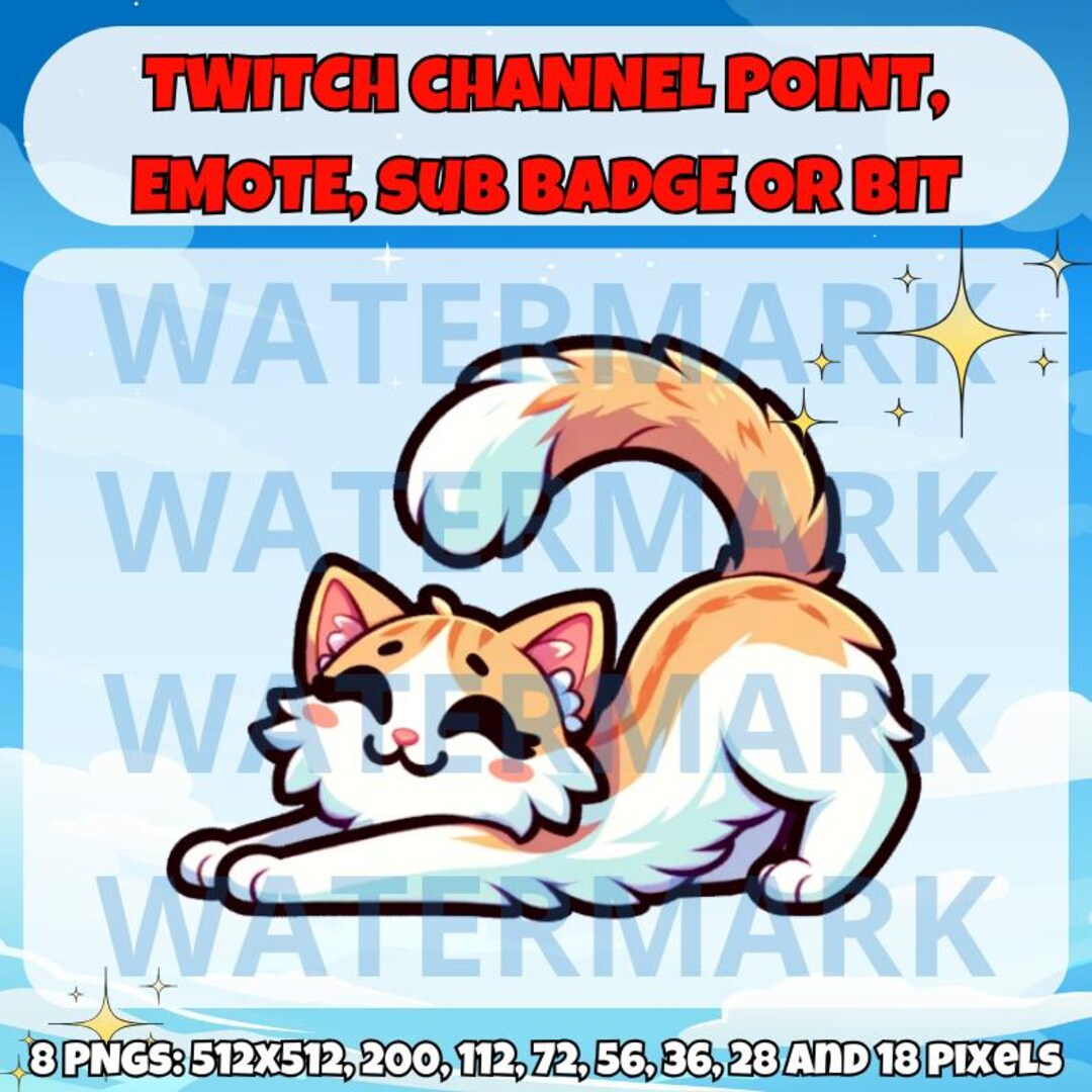 Orange Stretching Cat Twitch Emote, Channel Points, Sub Badge or Bit ...