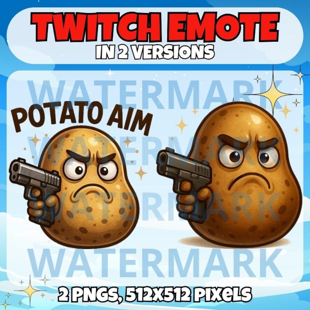 Potato Aim Twitch Emote - Funny Emote for Twitch Discord Youtube Kick ...