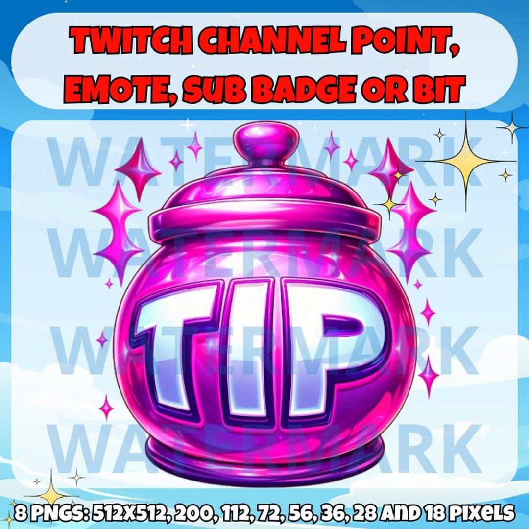 Pink Tip Jar Twitch Emote, Channel Points, Sub Badge or Bit Graphics ...