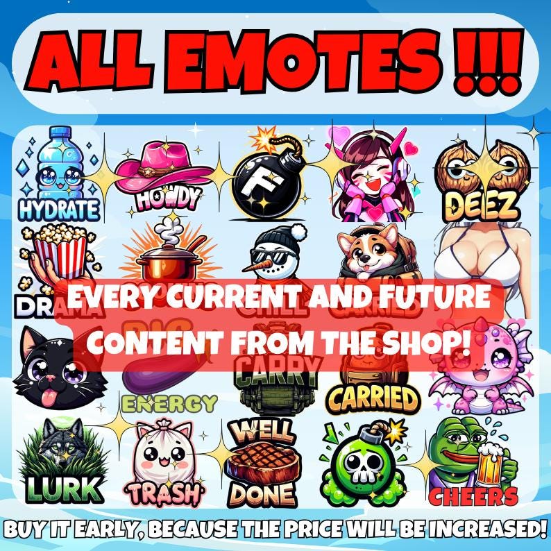 Every Emote in the Store / Twitch Emotes / Youtube Emotes / Tiktok ...