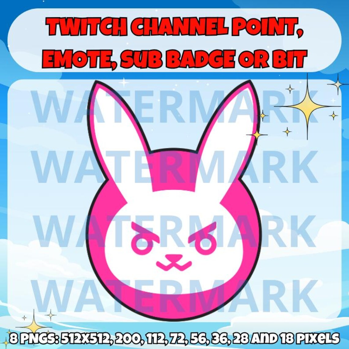 Overwatch DVA Twitch Emote, Channel Points, Sub Badge or Bit Graphics ...