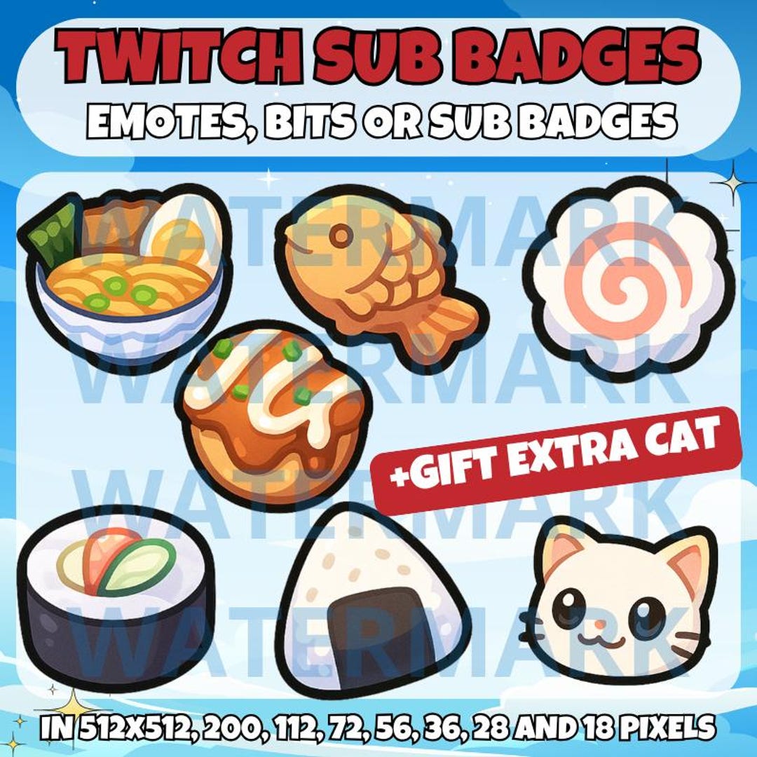 Japanese Foods Twitch Emote, Channel Points, Sub Badge or Bit Graphics ...