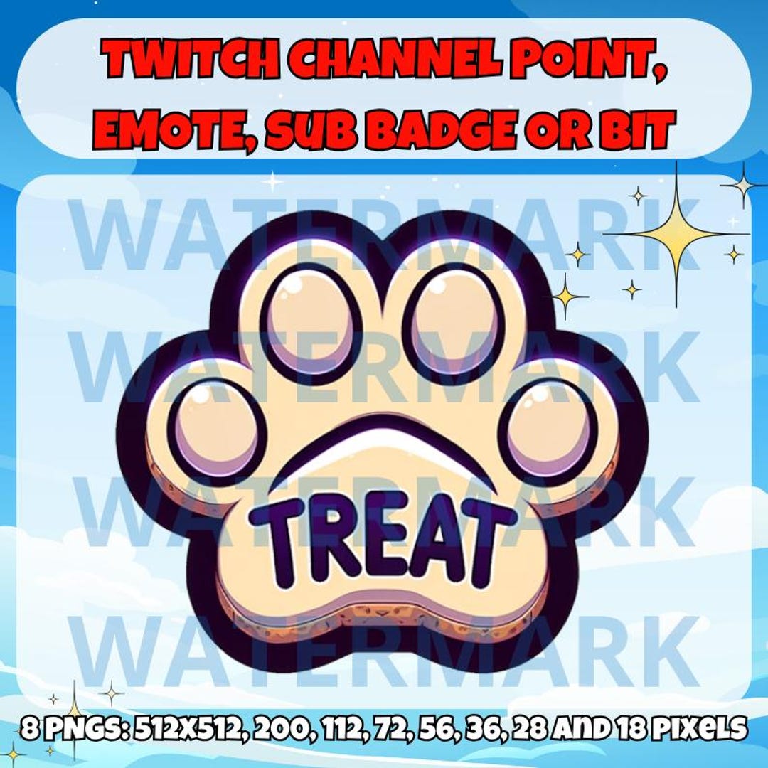Paw Shaped Pet Treat Twitch Emote, Channel Points, Sub Badge or Bit ...