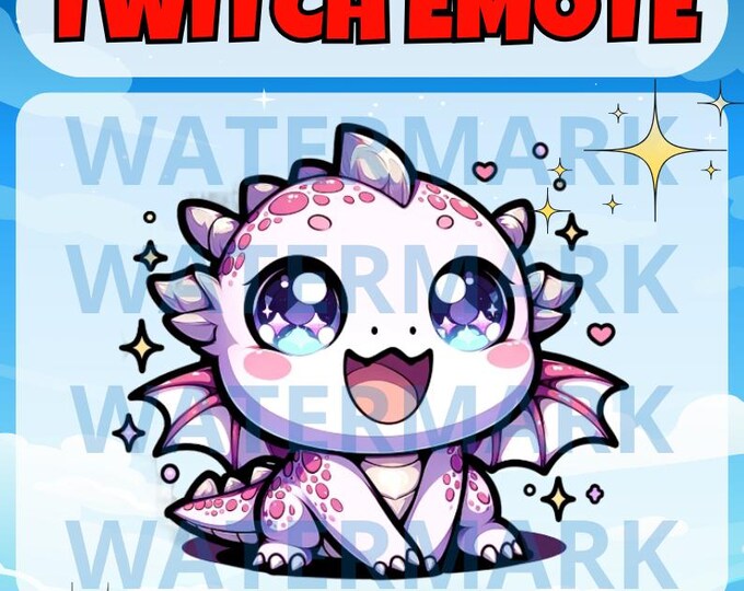 White Dragon Twitch Emote - Cute Emote for Twitch Discord Youtube Kick ...