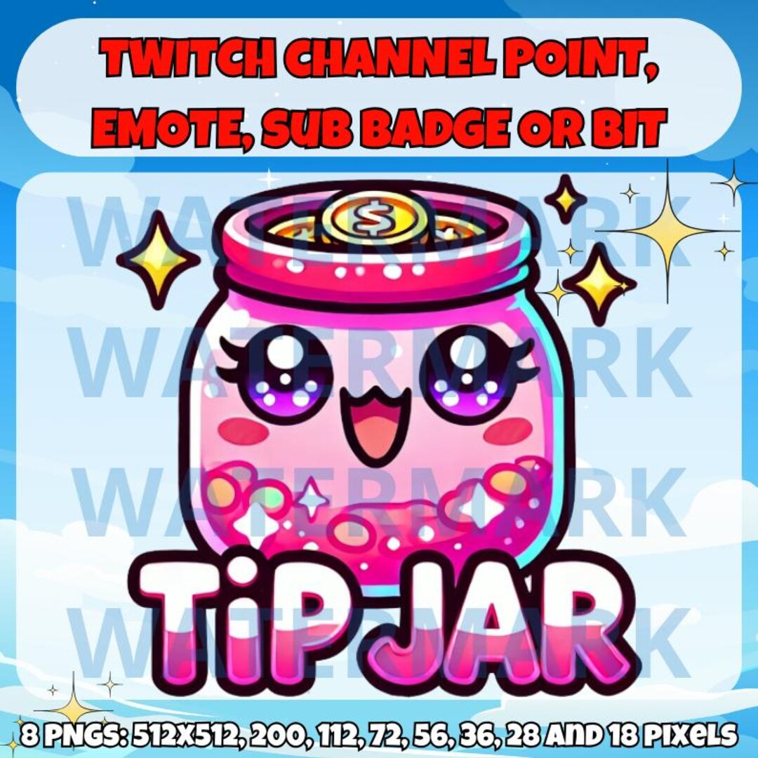 Pink Tip Jar Twitch Emote, Channel Points, Sub Badge or Bit Graphics ...