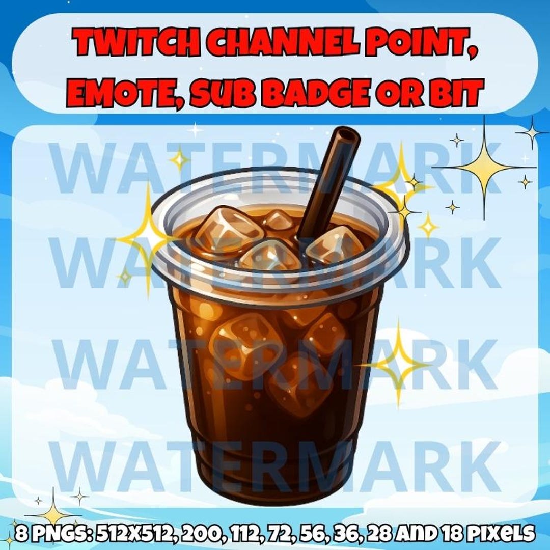 Iced Coffee Twitch Emote, Channel Points, Sub Badge or Bit Graphics ...