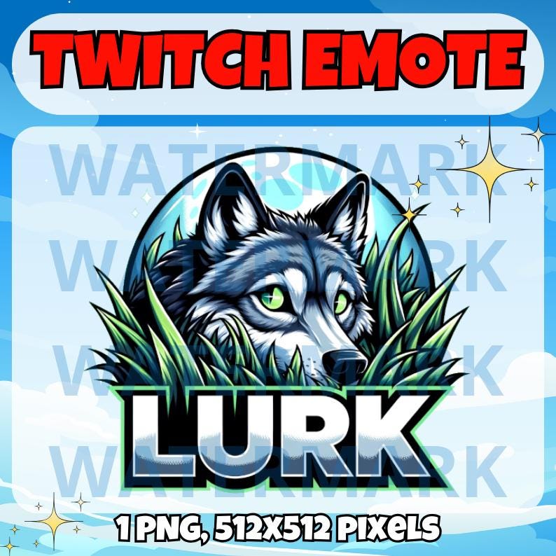 Wolf Lurk Twitch Emote - Funny Emote for Twitch Discord Youtube Kick ...