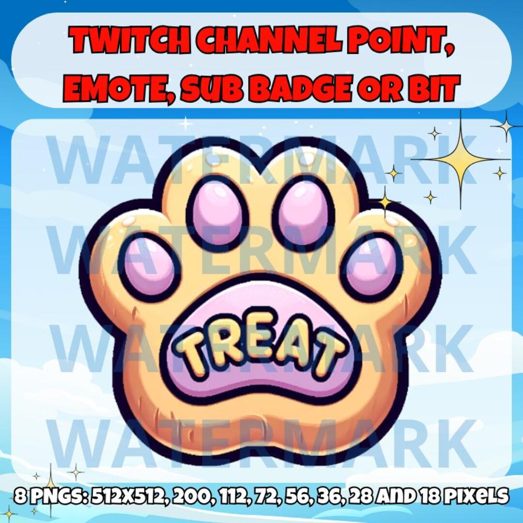 Paw Shaped Pet Treat Twitch Emote, Channel Points, Sub Badge or Bit ...