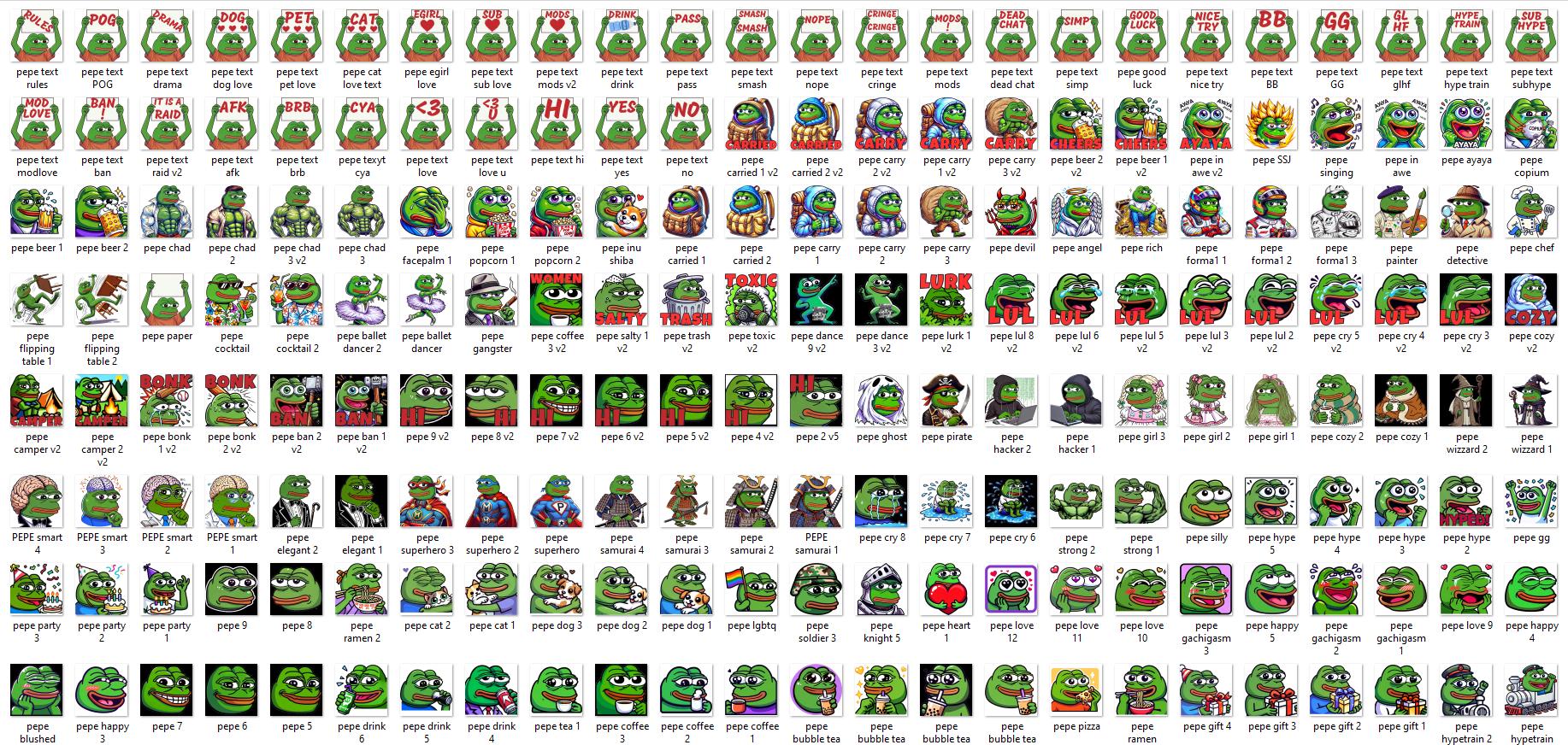 Pepe Twitch Emote Mega Pack With 117 Designs in 363 Versions Plus Gift ...