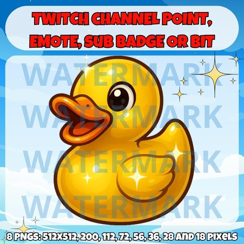 Cute Rubber Duck Twitch Emote, Channel Points, Sub Badge or Bit ...