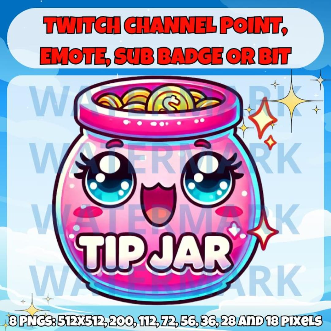 Pink Tip Jar Twitch Emote, Channel Points, Sub Badge or Bit Graphics ...
