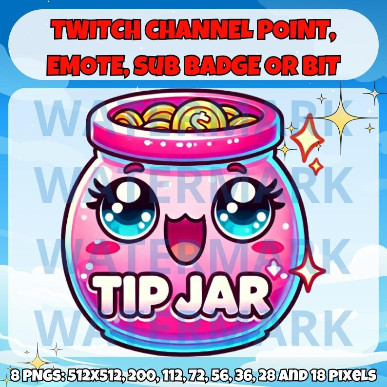 Pink Tip Jar Twitch Emote, Channel Points, Sub Badge or Bit Graphics ...