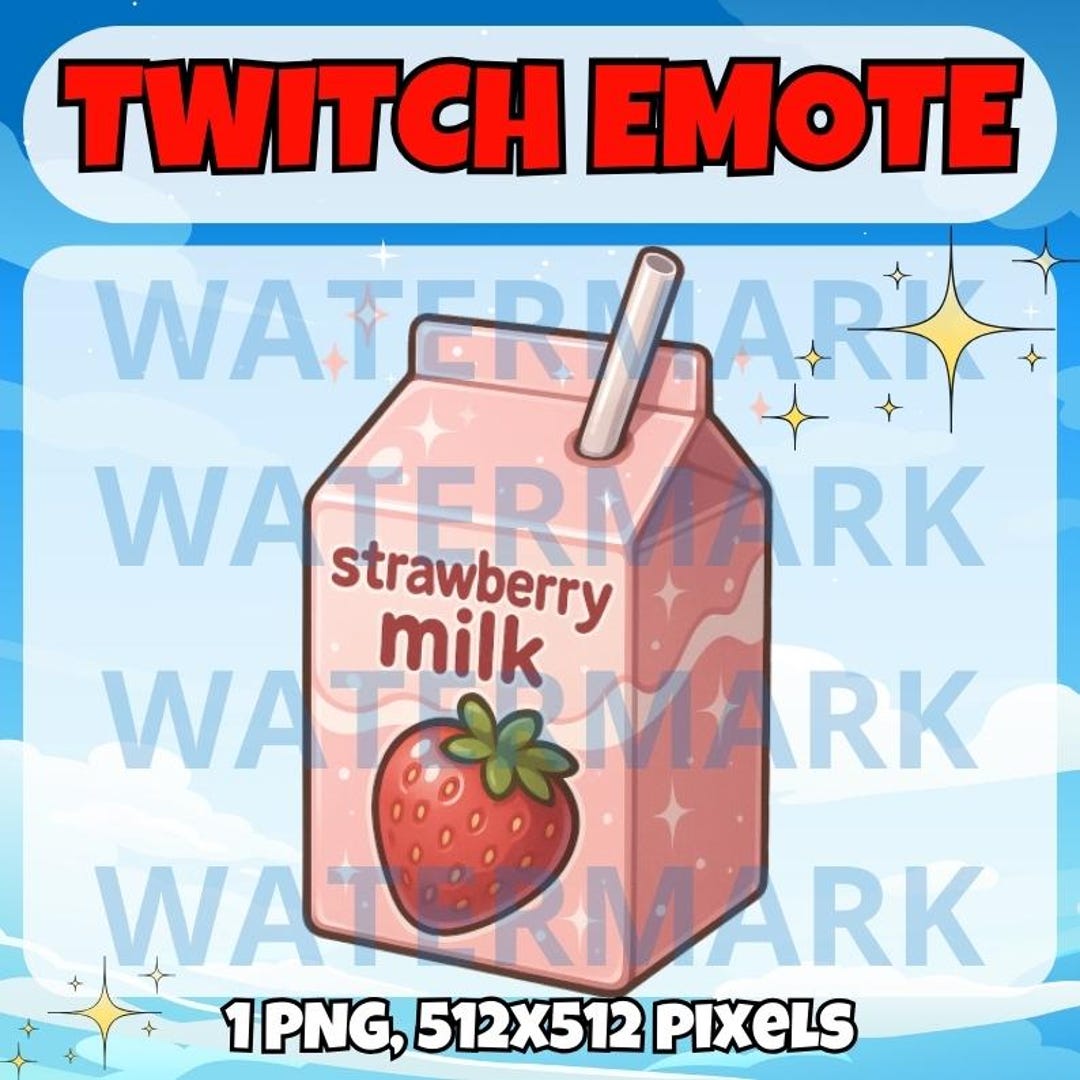Pink Strawberry Milk Twitch Emote, Channel Points, Sub Badge or Bit ...