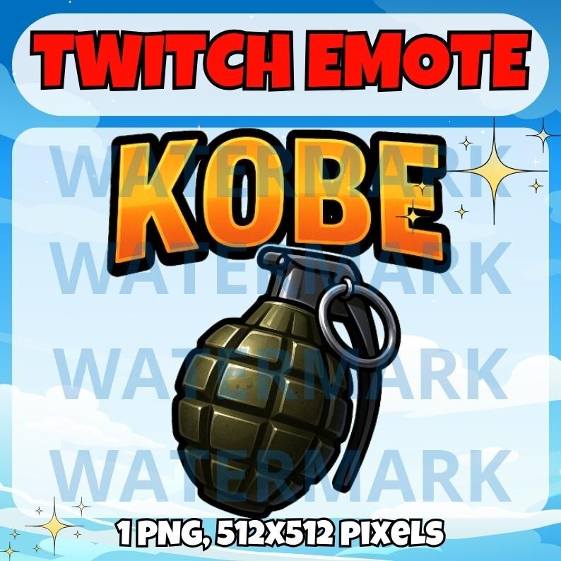 Kobe Twitch Emote - Funny Emote for Twitch Discord Youtube Kick Stream - Funny Kobe Grenade ...