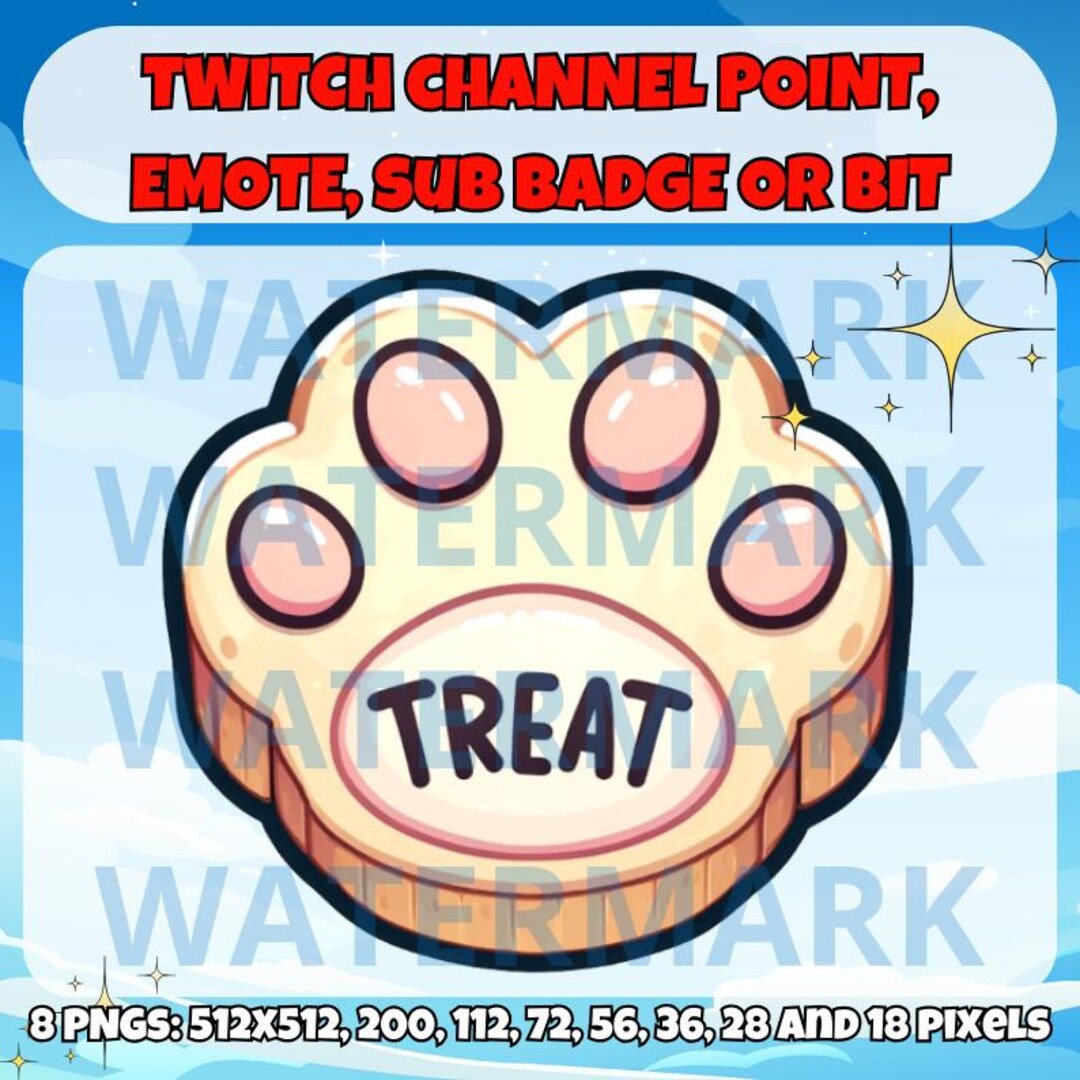 Paw Shaped Pet Treat Twitch Emote, Channel Points, Sub Badge or Bit ...