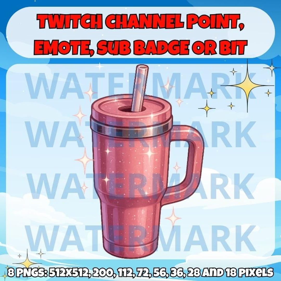 Pink Stanley Cup Twitch Emote, Channel Points, Sub Badge or Bit Graphic ...