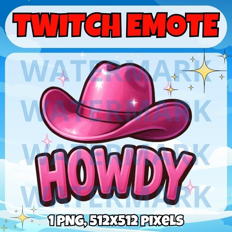 Pink HOWDY Twitch Emote - Girly Emote for Twitch Discord Youtube Tiktok ...