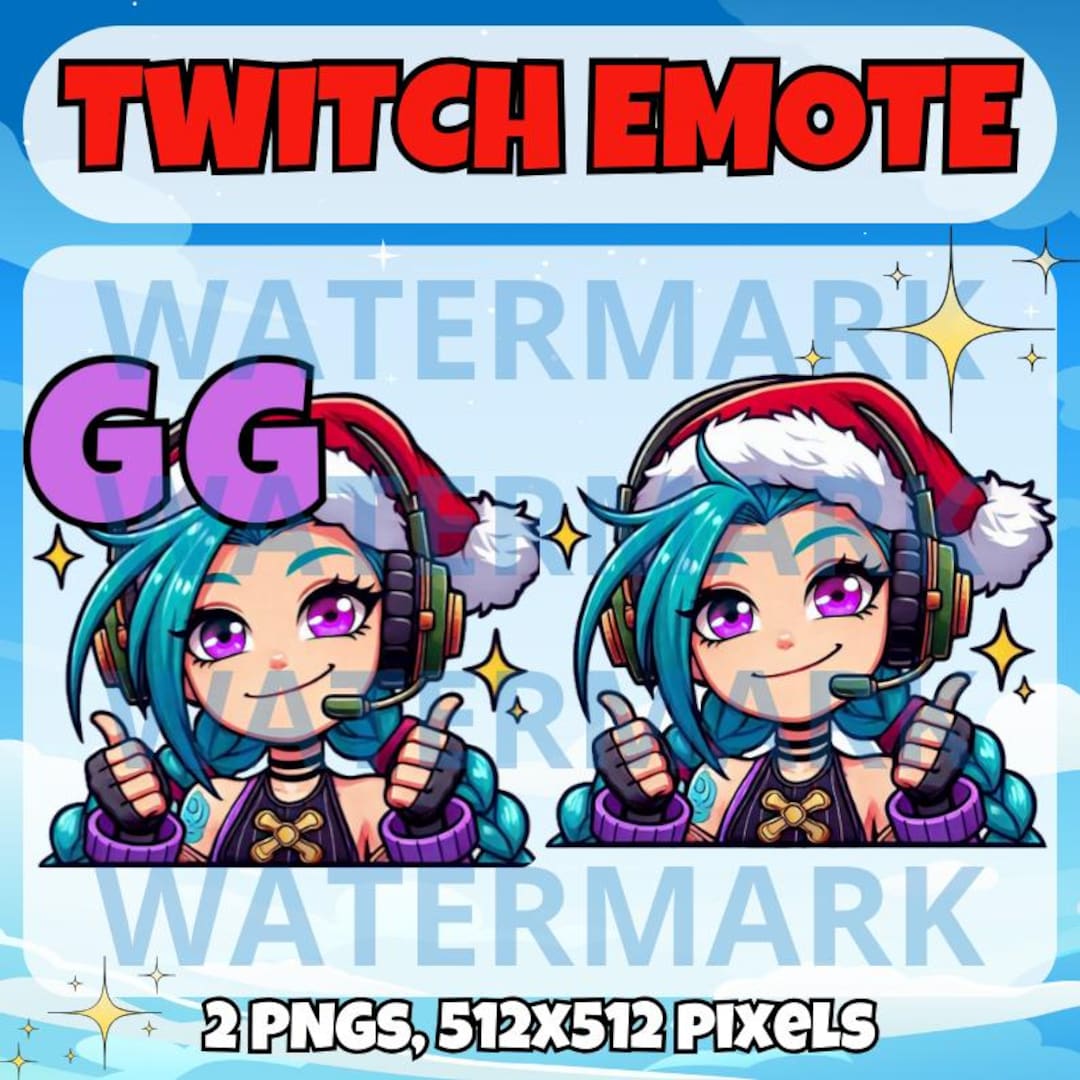 Santa Jinx Twitch Emote Cute Jinx Emote for Twitch Discord Youtube Kick ...