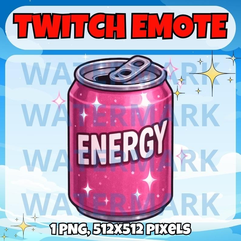 Pink Energy Drink Twitch Emote, Channel Points, Sub Badge or Bit ...