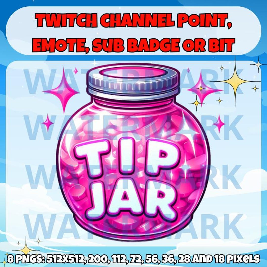 Pink Tip Jar Twitch Emote, Channel Points, Sub Badge or Bit Graphics ...