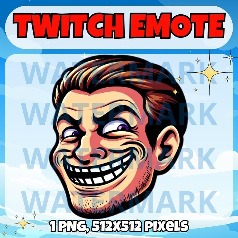 Troll Face Twitch Emote - Funny Emote for Twitch Discord Youtube Kick ...