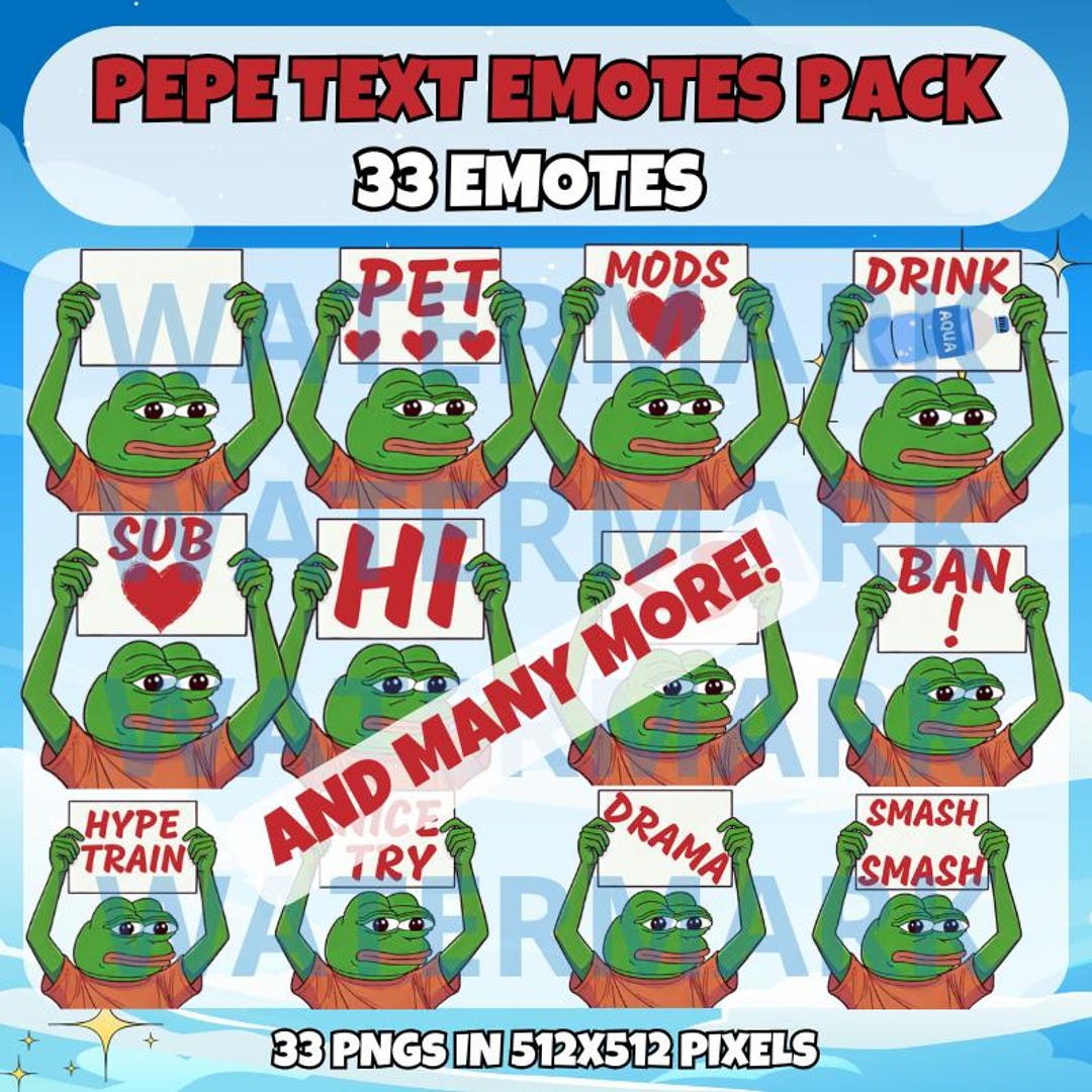 Pepe Twitch Text Emote Mega Pack With 33 Versions - Pepe the Frog ...