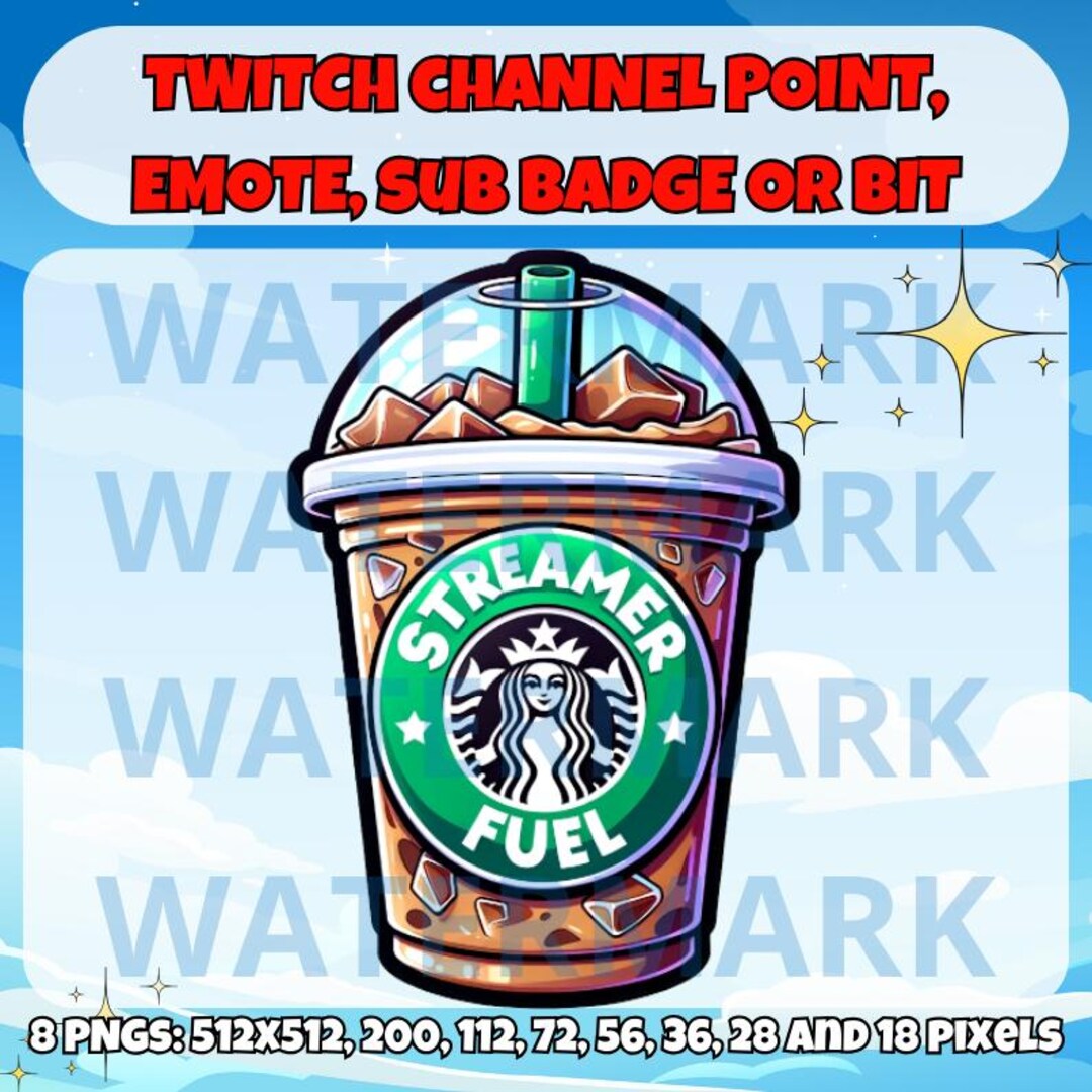 Iced Coffee Twitch Emote, Channel Points, Sub Badge or Bit Graphics ...