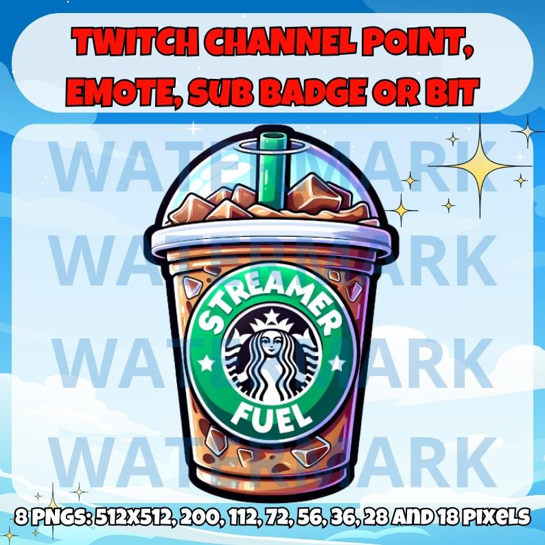 Iced Coffee Twitch Emote, Channel Points, Sub Badge or Bit Graphics ...