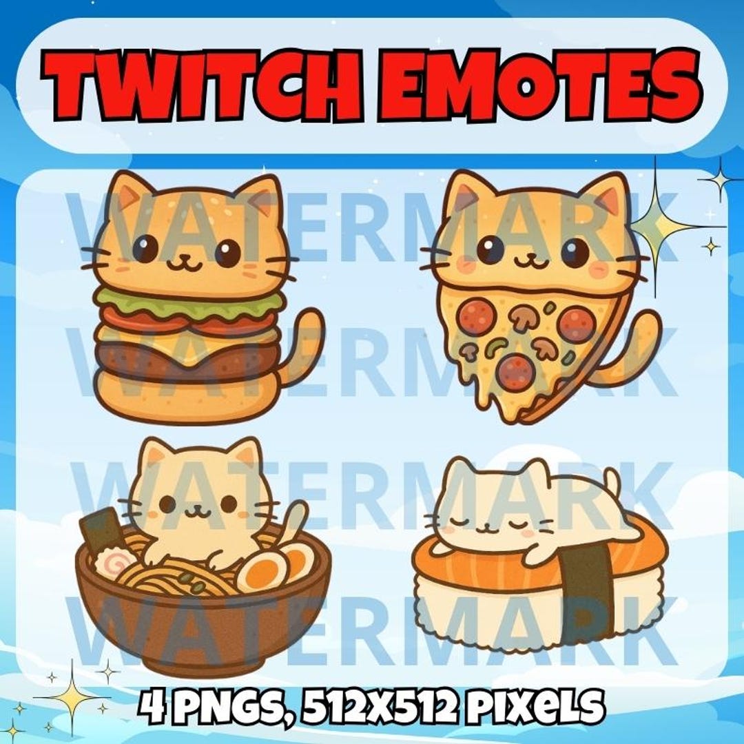 Food Cat Meme Twitch Emote Pack of 4 - Funny Emote for Twitch Discord ...