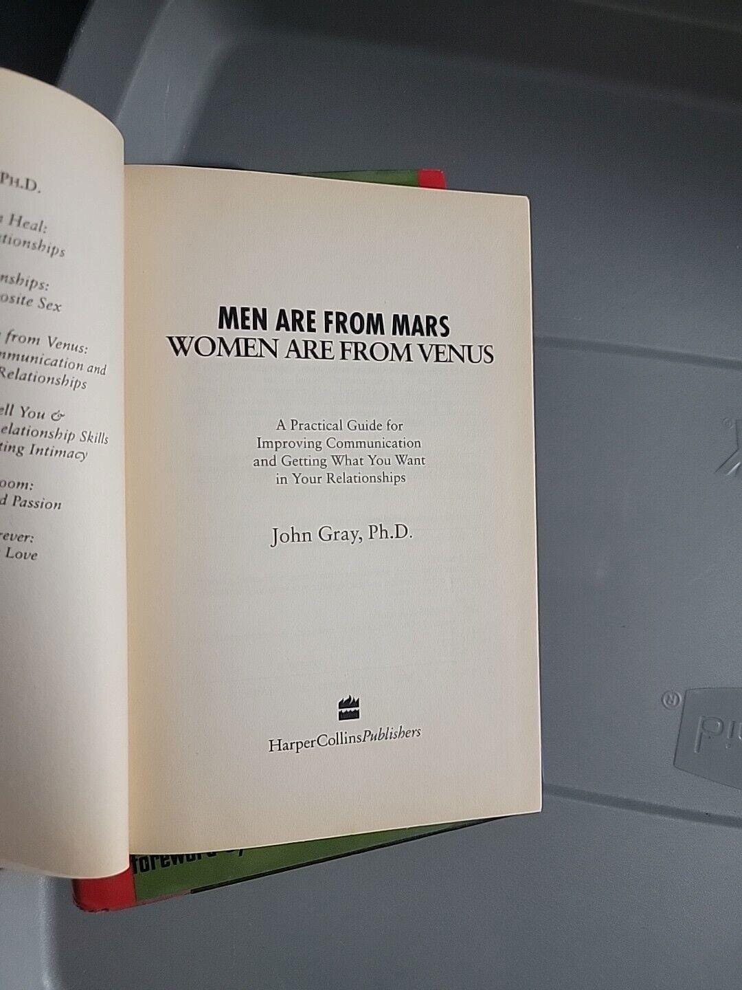 Men Are From Mars Women Are From Venus by John Gray 1992 First Edition ...