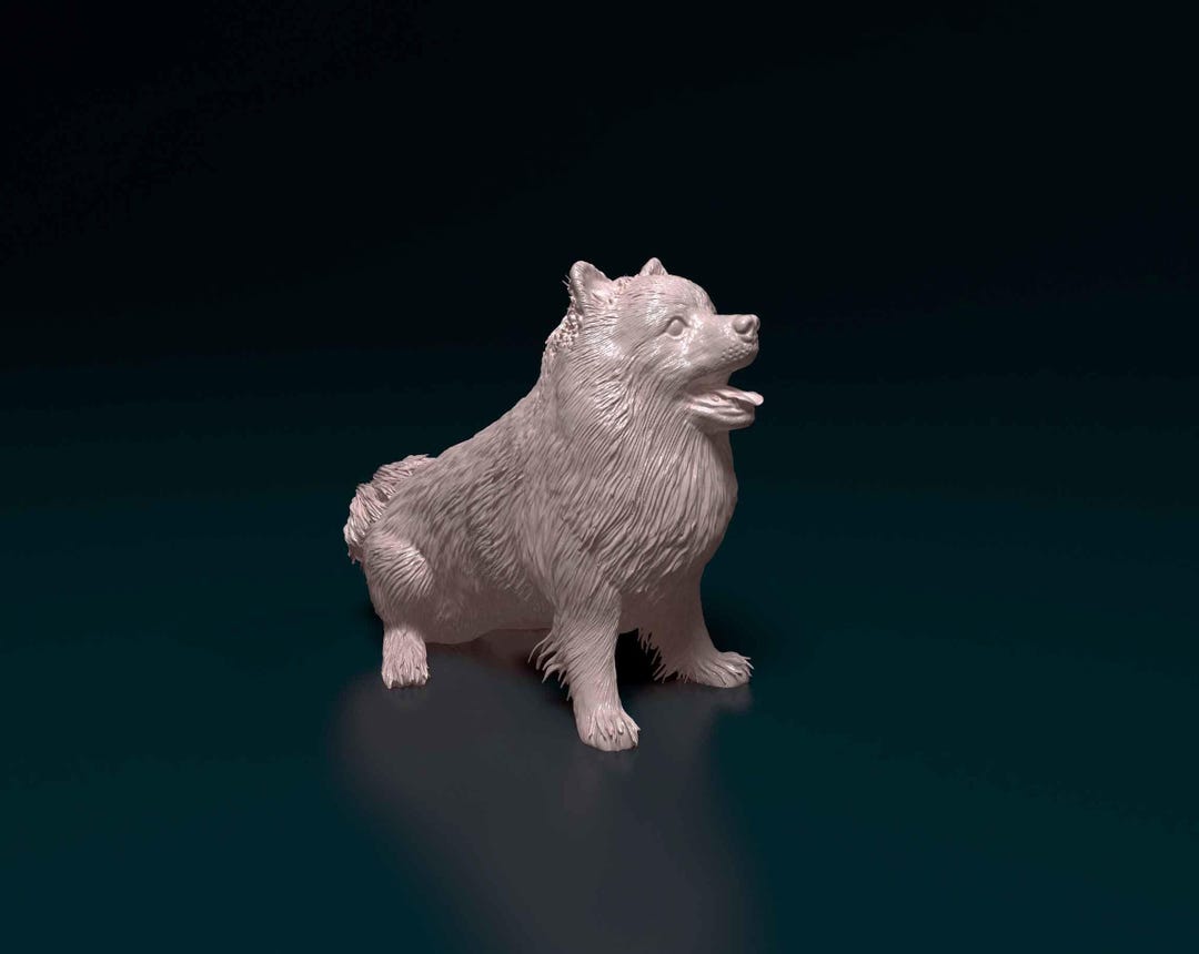 L Pomeranian Samoyed Dog Figurine, Miniature Statue, Home Decoration ...