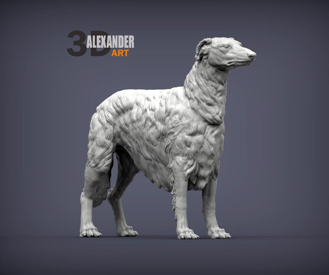 3D Printed Russian Borzoi Dog Statue, Miniature Dog Statue, Dog Home ...