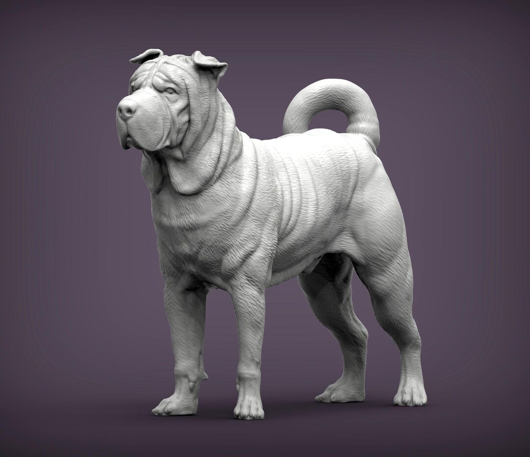 3D Printed Shar Pei Dog Statue, Miniature Dog Statue, Dog Home ...