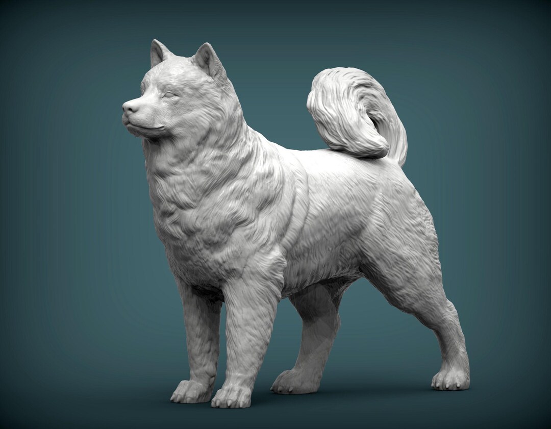 3D Printed Alaskan Malamute Dog Figurine, Miniature Figurine, Home ...