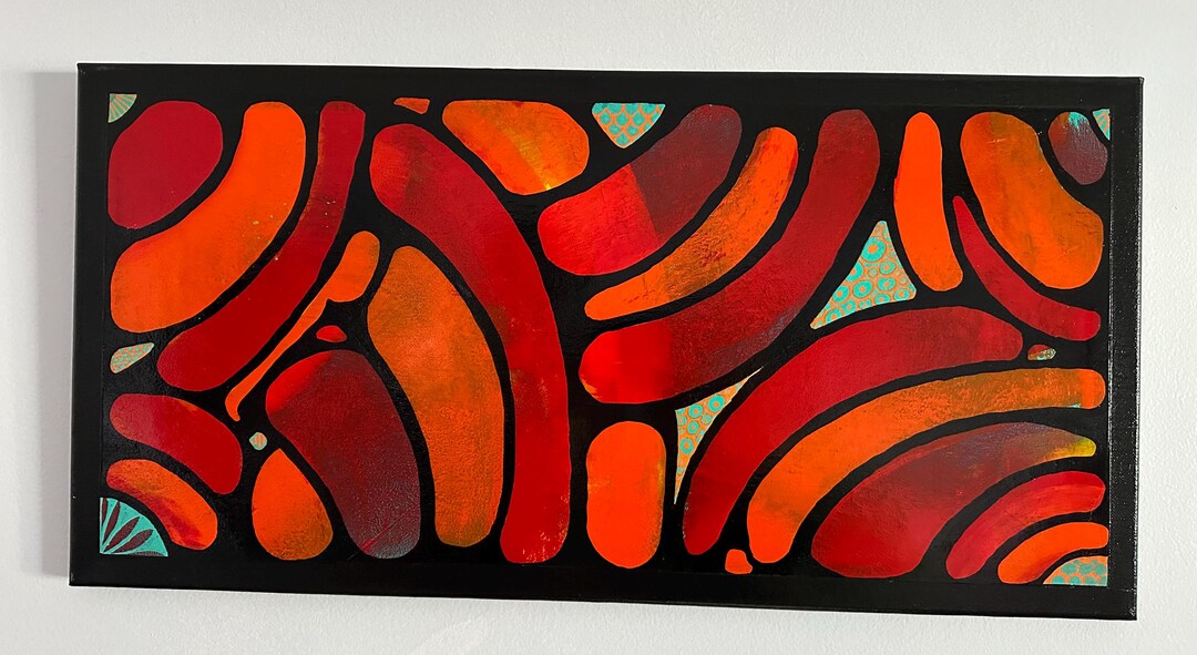 Red Swoopy, 12"x24", Acrylic on Canvas - Etsy