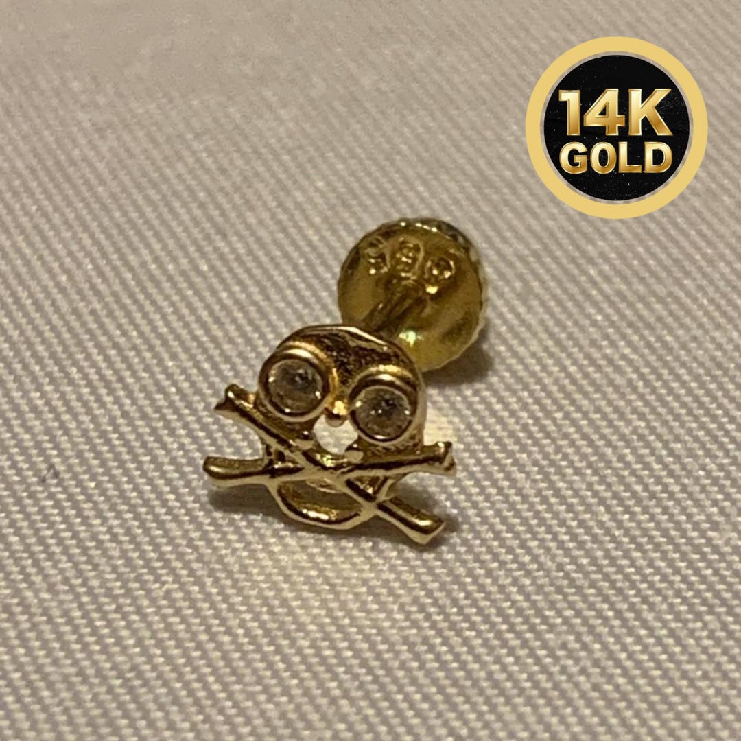 14K Solid Gold Tragus Piercing, Minimal Heart Tragus Piercing, 14K Gold Tragus Earring,gift for ...