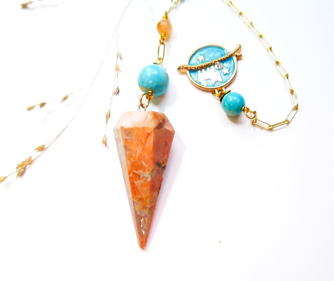 Sunstone Pendulum With Cat Charm - Etsy