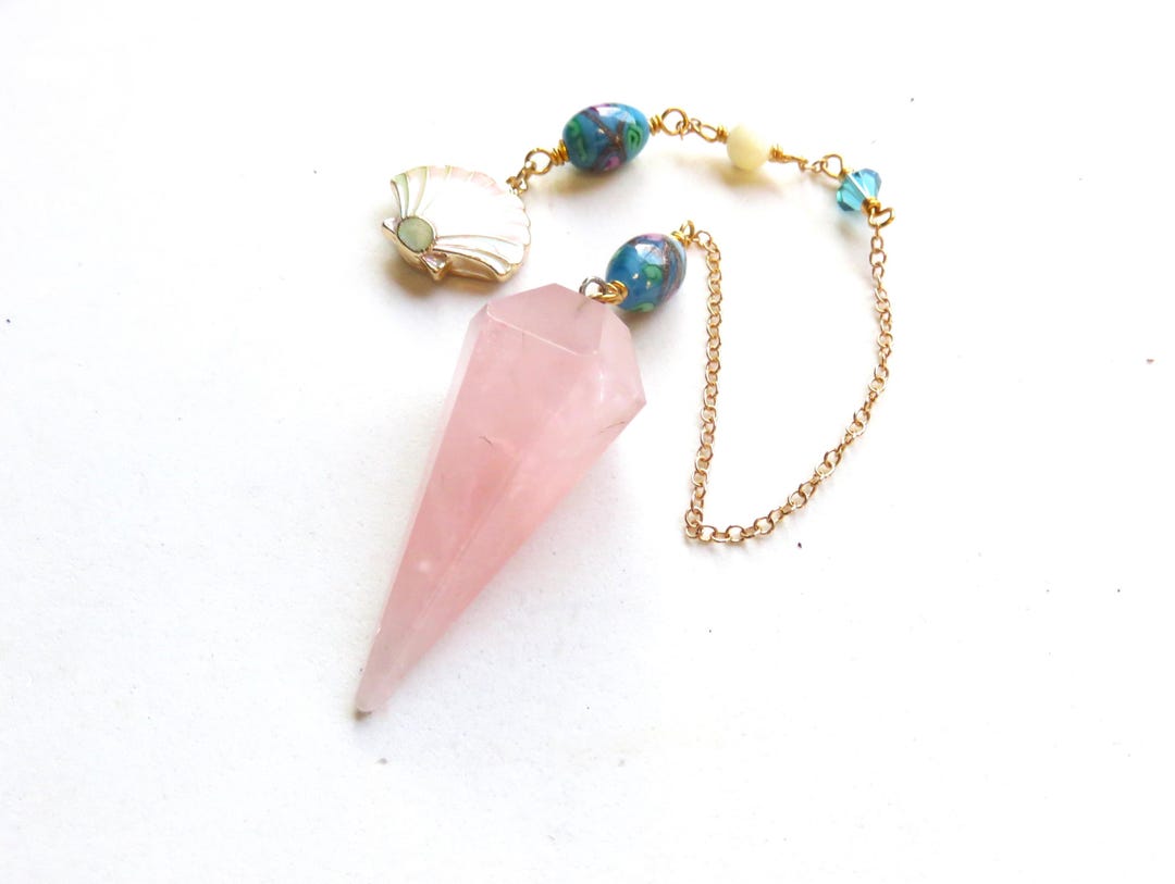 Rose Quartz Pendulum~ Love, Peace & Harmony, Antique French Glass Beads ...