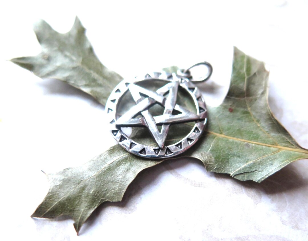 Vintage Sterling Silver Pentacle Pendant - Peter Stone Cord - Etsy