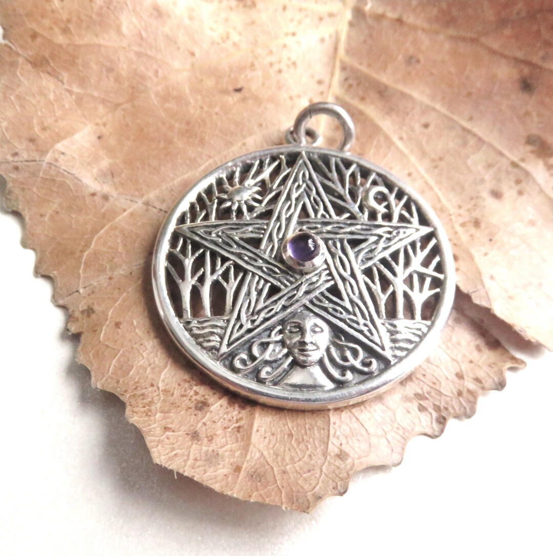 Sterling Goddess Tree of Life Pentacle Pendant - Etsy