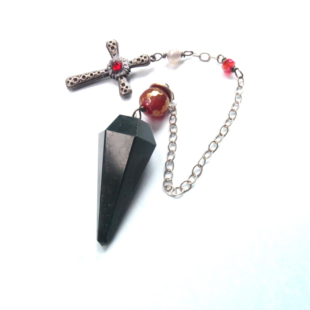 Heliotrope Bloodstone Pendulum ~ Gothic Style Cross ~ Sterling Chain - Etsy