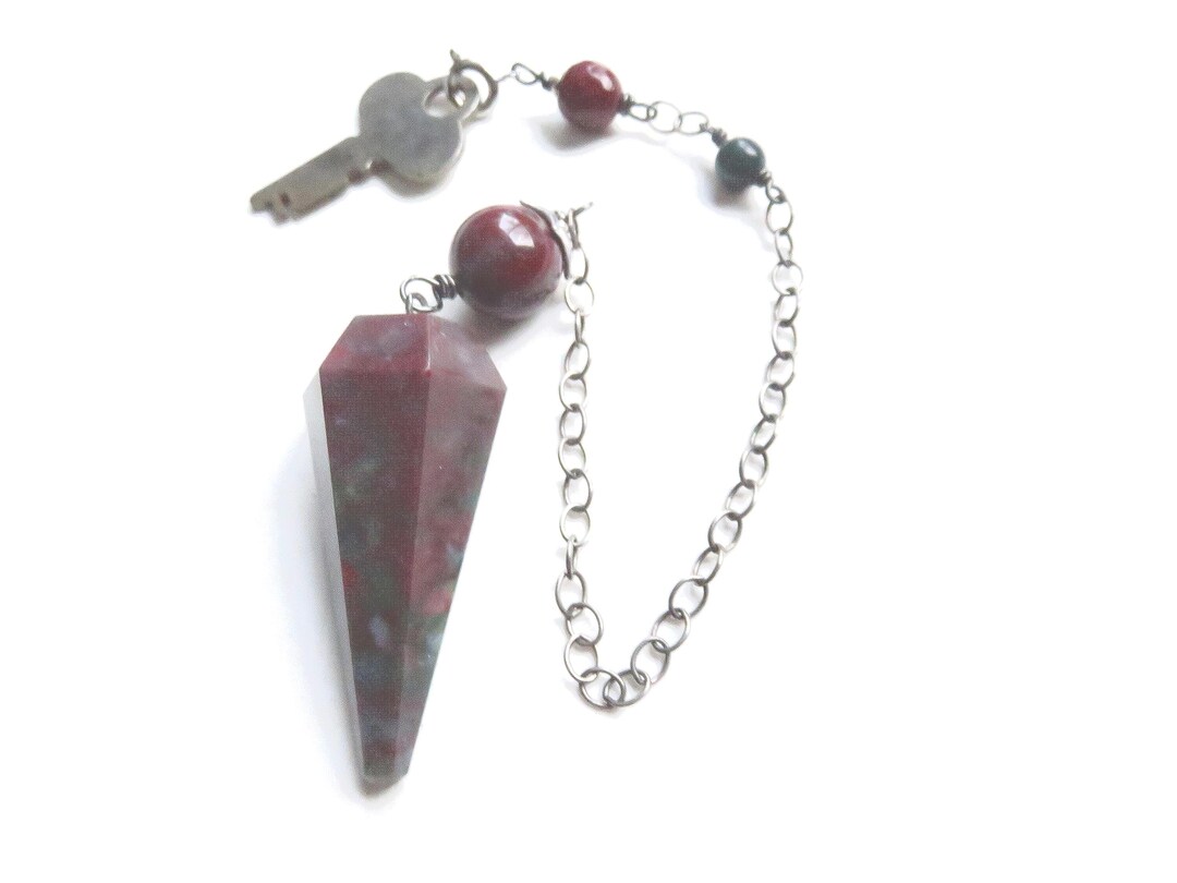 Bloodstone Pendulum, Ancestor Karma ~antique Key - Etsy